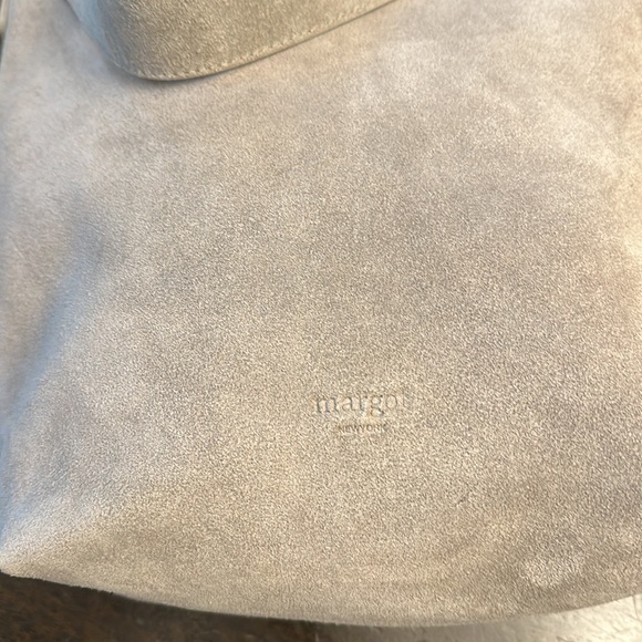 margot | Bags | New Margot Kate Bucket Bag Tote Purse Light Grey Suede ...